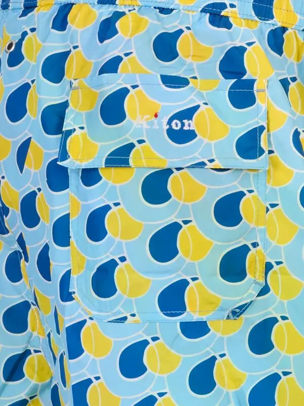 Kiton Abstract-print Swim Shorts - Blue