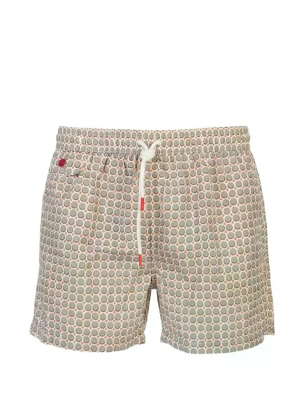 Kiton Geometric-print Swim Shorts - Neutrals