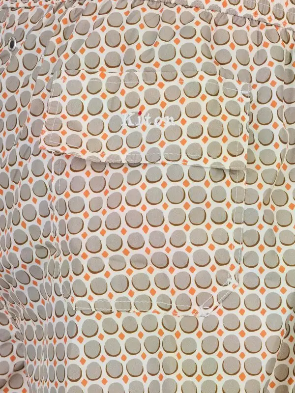 Kiton Geometric-print Swim Shorts - Neutrals