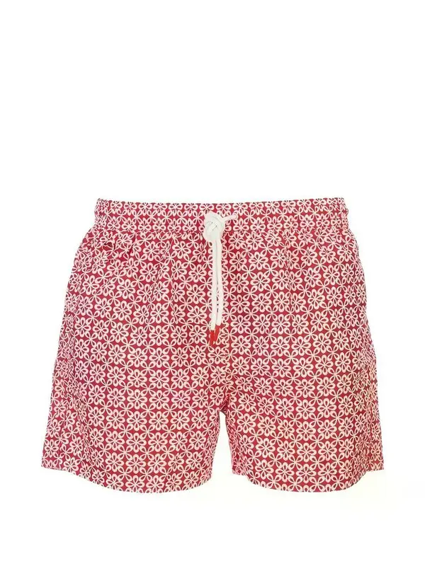 Kiton Floral Print Swim Shorts - Red