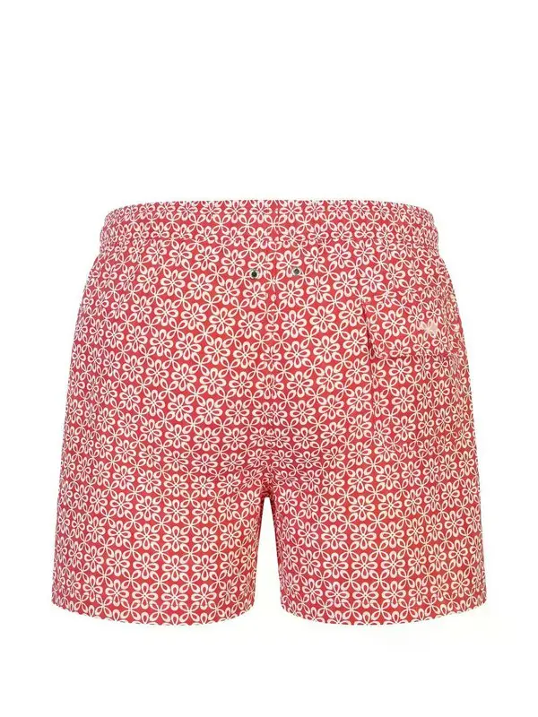 Kiton Floral Print Swim Shorts - Red