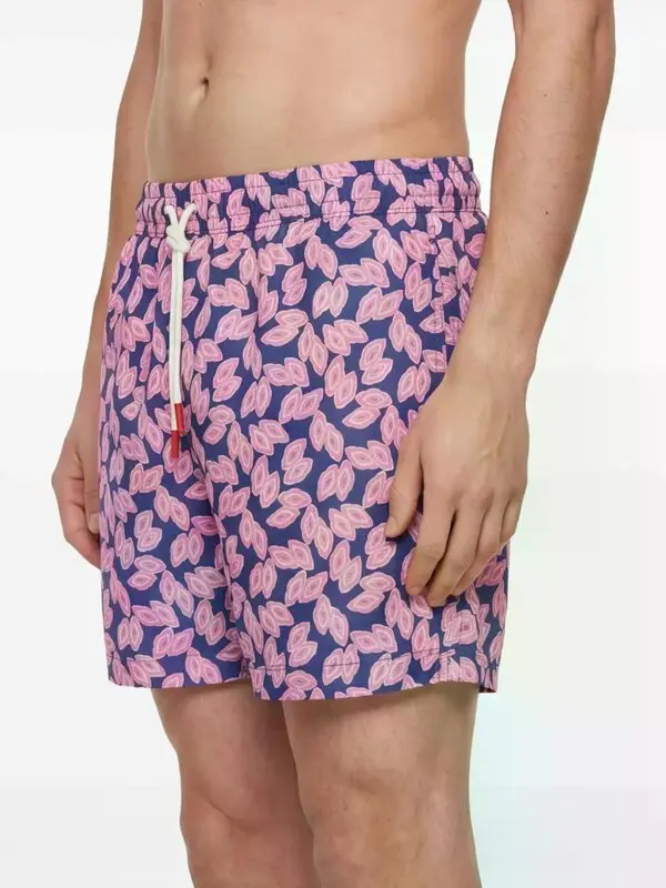 Kiton Geometric-print Drawstring Swim Shorts - Blue
