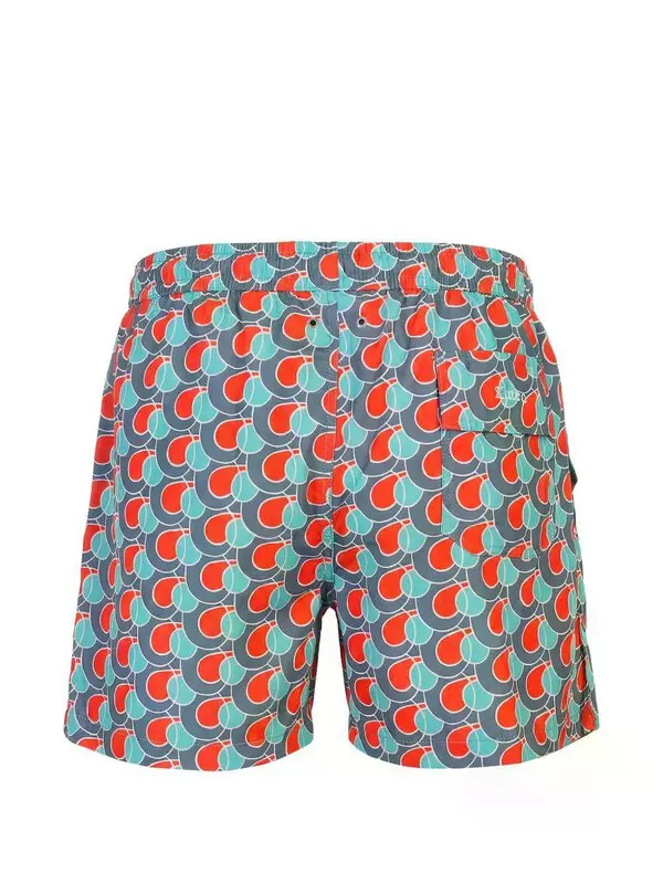 Kiton Geometric-print Swim Shorts - Blue
