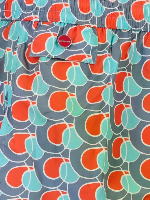 Kiton Geometric-print Swim Shorts - Blue