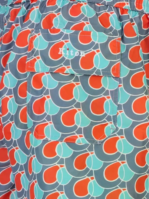 Kiton Geometric-print Swim Shorts - Blue