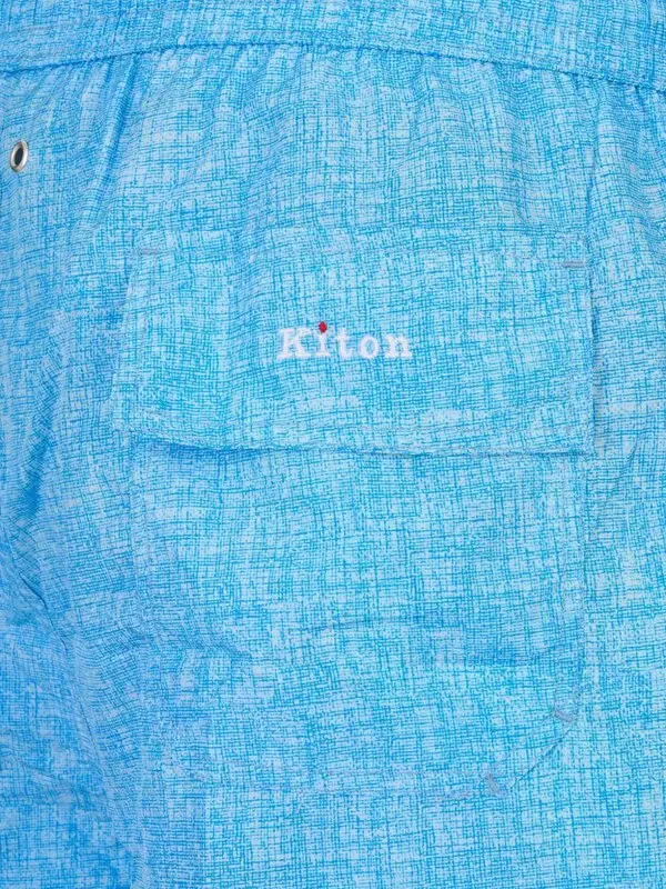 Kiton Crosshatch-pattern Drawstring Swim Shorts