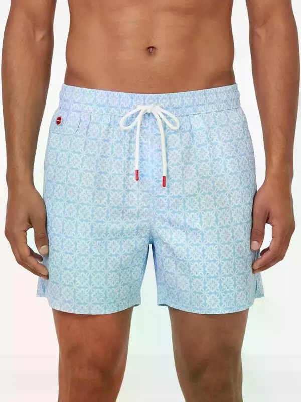 Kiton Floral-print Swim Shorts - Blue