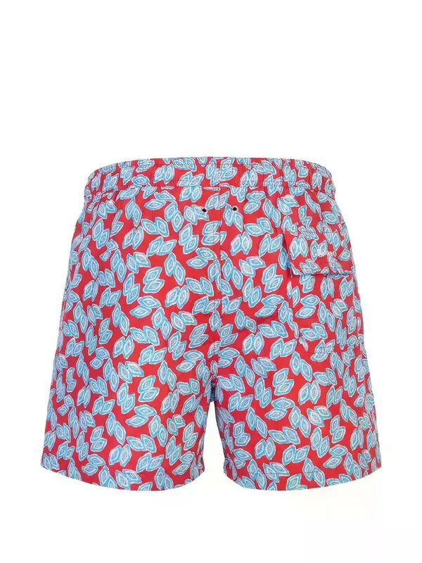 Kiton Geometric-print Drawstring Swim Shorts - Red