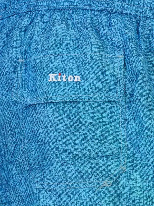 Kiton Crosshatch-print Swim Shorts - Blue