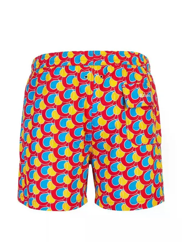 Kiton Geometric-print Swim Shorts - Red