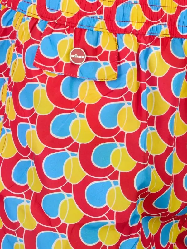 Kiton Geometric-print Swim Shorts - Red
