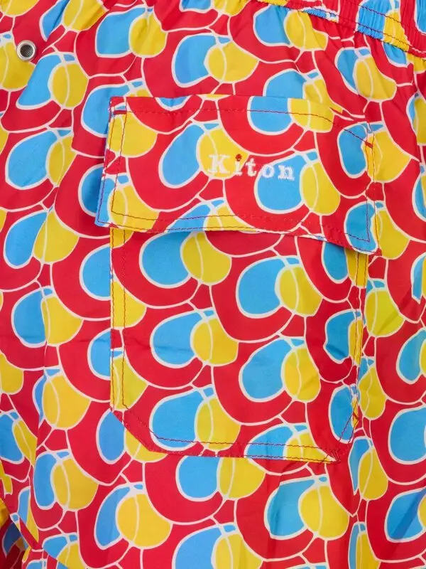 Kiton Geometric-print Swim Shorts - Red