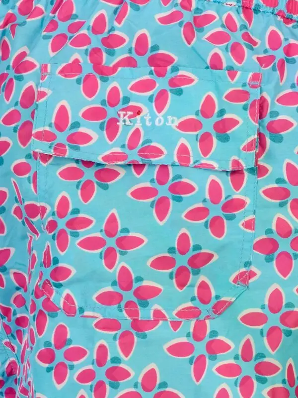 Kiton Geometric-print Swim Shorts - Blue