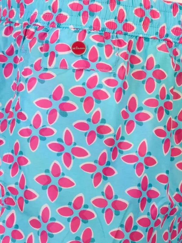 Kiton Geometric-print Swim Shorts - Blue