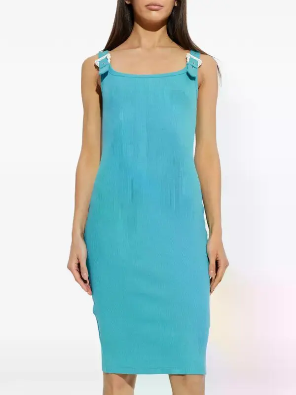 Versace Buckle Strap Bodycon Dress - Blue