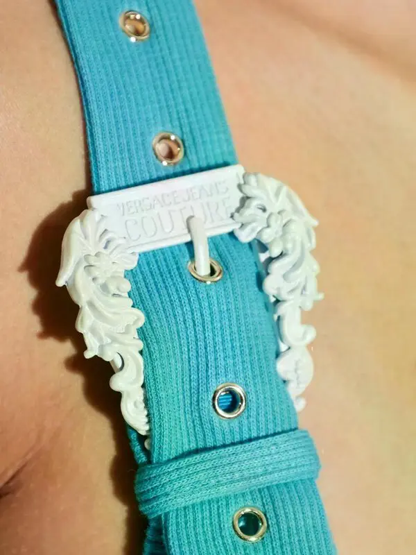 Versace Buckle Strap Bodycon Dress - Blue