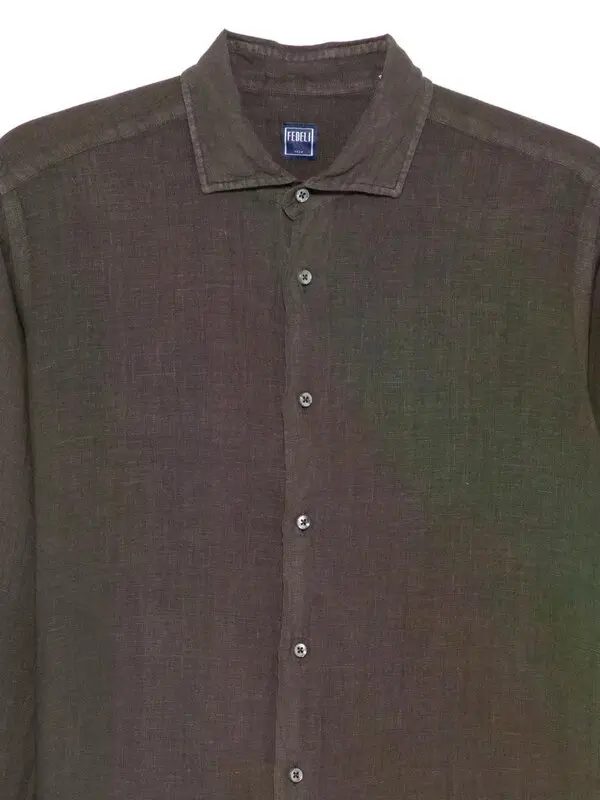 Fedeli Nick Slub-texture Shirt - Brown