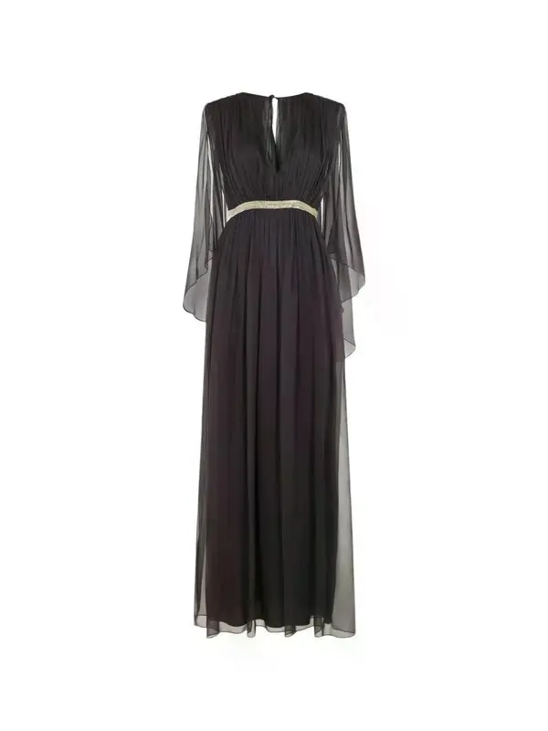 Alberta Ferretti Draped Silk Maxi Dress - Black