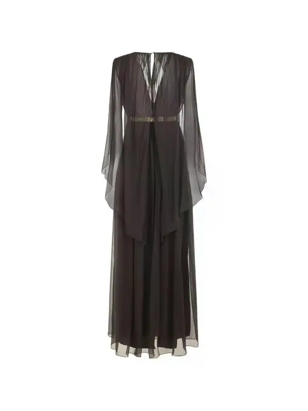 Alberta Ferretti Draped Silk Maxi Dress - Black