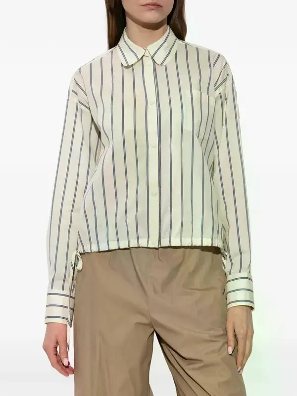 Moncler Drawstring-detailed Striped Cotton Shirt