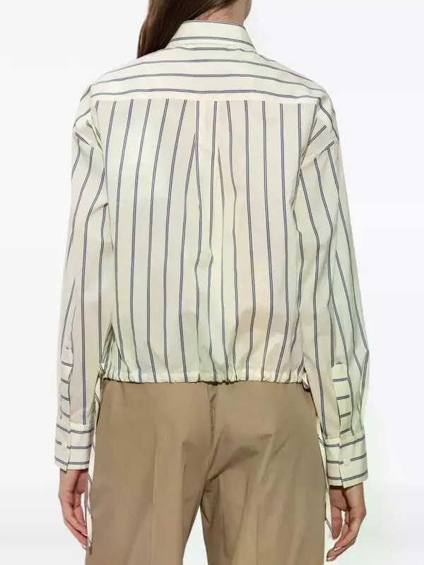 Moncler Drawstring-detailed Striped Cotton Shirt