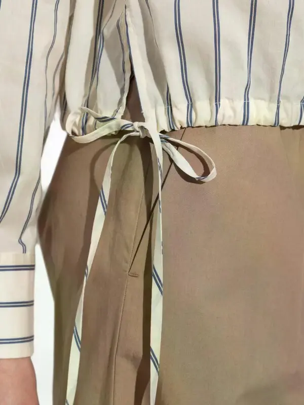 Moncler Drawstring-detailed Striped Cotton Shirt