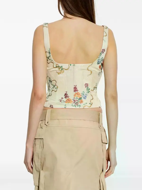 Alexander McQueen Floral-print Lace-up Corset Top