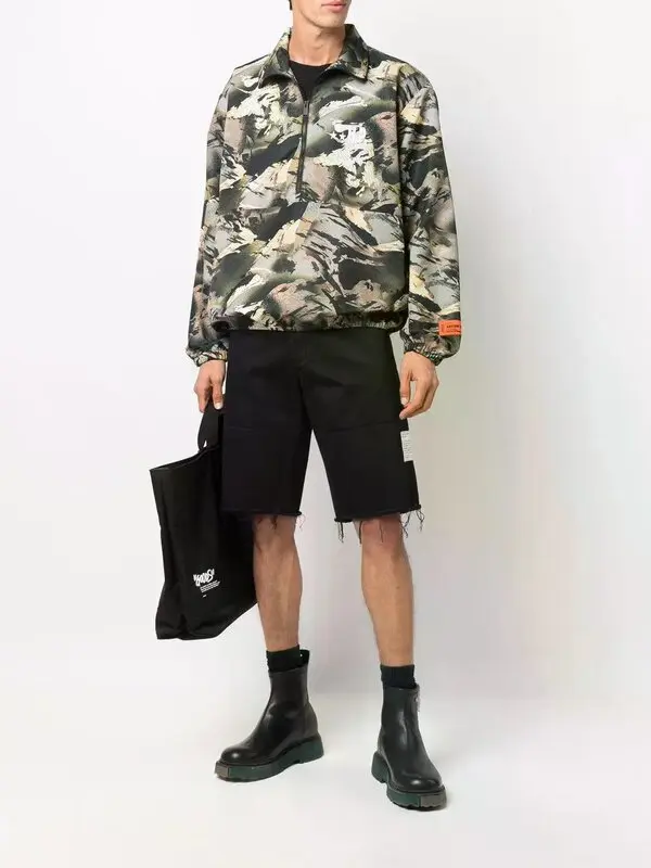 Heron Preston Logo-tape Camouflage Windbreaker Jacket