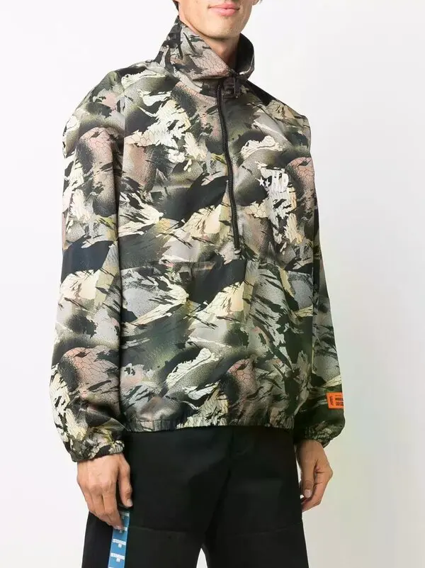 Heron Preston Logo-tape Camouflage Windbreaker Jacket