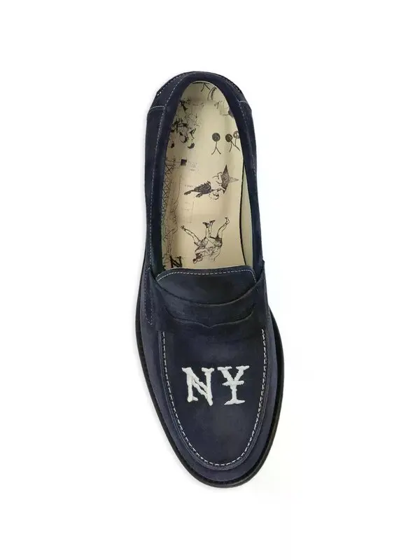 DUKE + DEXTER Wilde Ny-embroidered Suede Loafers