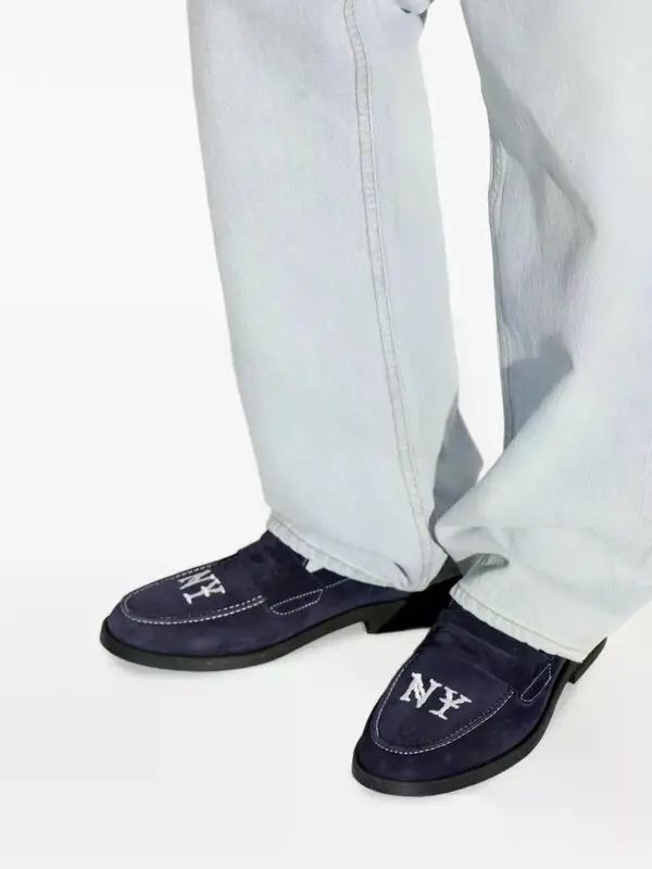 DUKE + DEXTER Wilde Ny-embroidered Suede Loafers