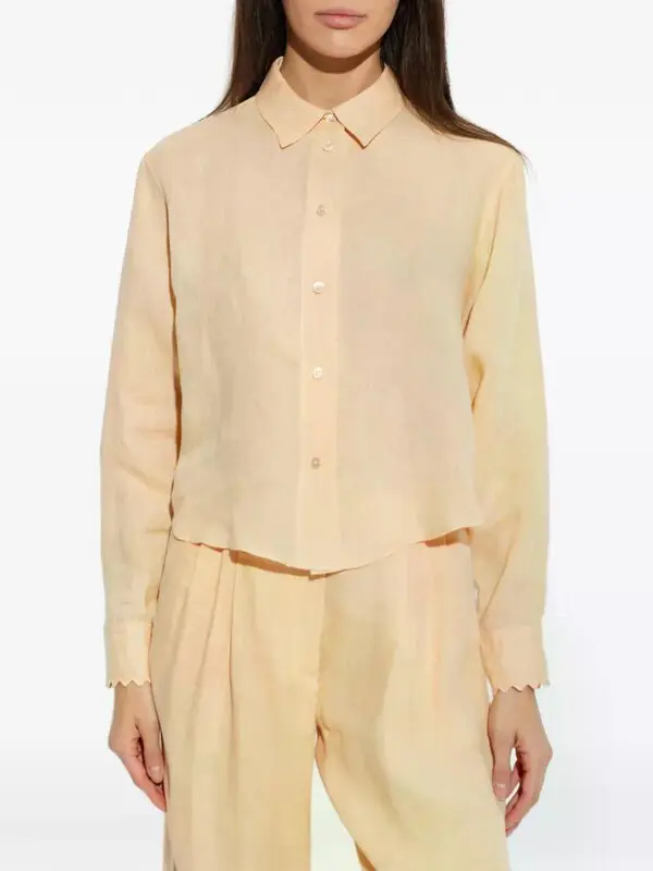 FORTE_FORTE Scalloped-cuff Linen Shirt - Neutrals