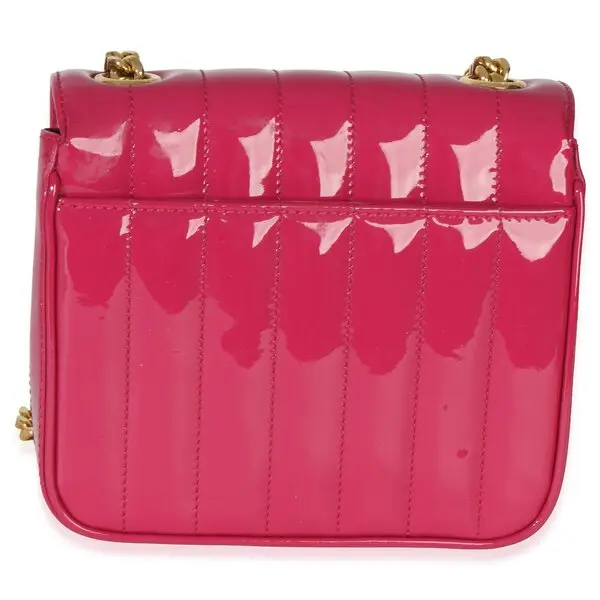 Saint Laurent Patent Matelasse Monogram Vicky Chain Bag - Pink