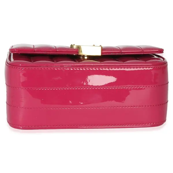 Saint Laurent Patent Matelasse Monogram Vicky Chain Bag - Pink