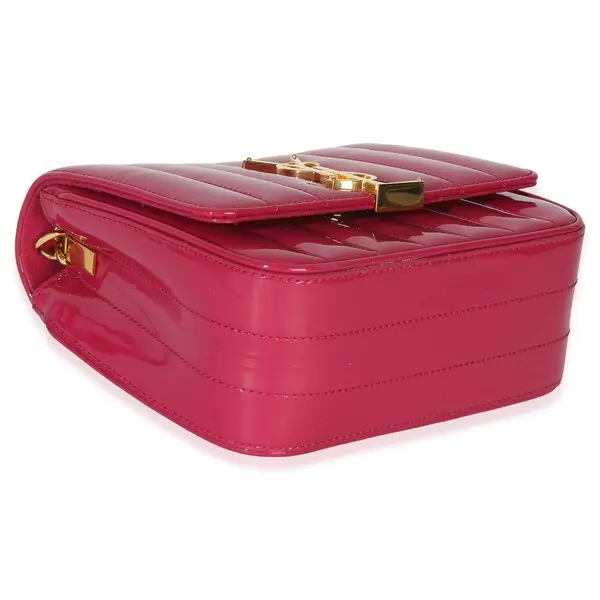 Saint Laurent Patent Matelasse Monogram Vicky Chain Bag - Pink
