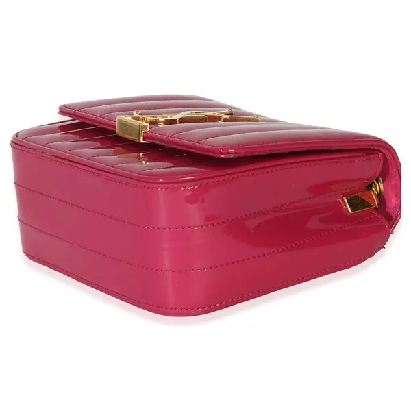 Saint Laurent Patent Matelasse Monogram Vicky Chain Bag - Pink