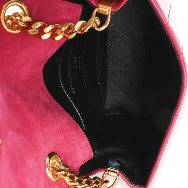 Saint Laurent Patent Matelasse Monogram Vicky Chain Bag - Pink