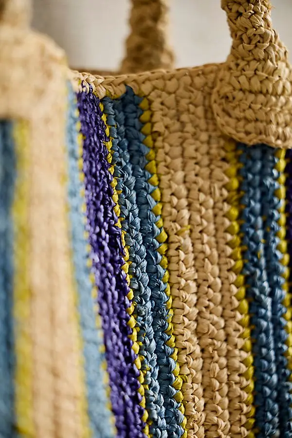 TERRAIN Striped Raffia Tote