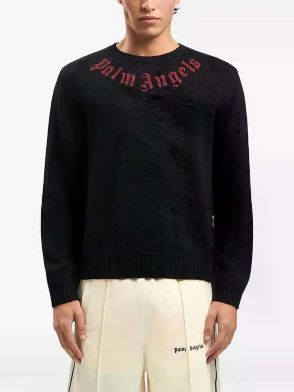 Palm Angels Logo-embroidered Crew Neck Sweater