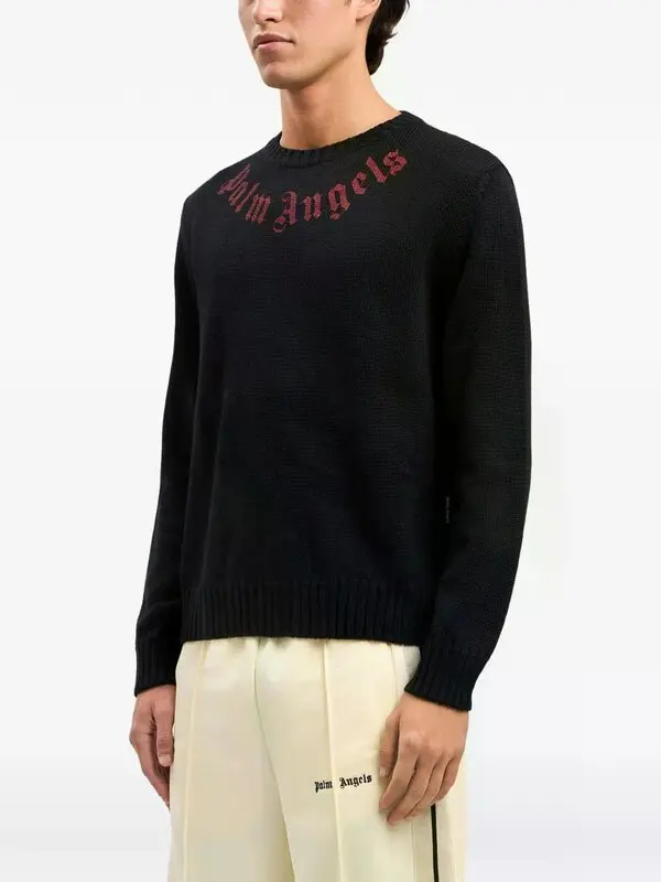 Palm Angels Logo-embroidered Crew Neck Sweater