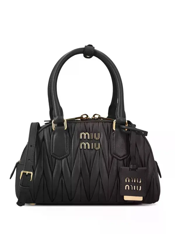 Miu Miu Matelassé Leather Tote Bag - Black
