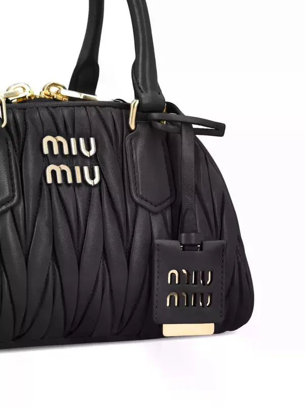 Miu Miu Matelassé Leather Tote Bag - Black