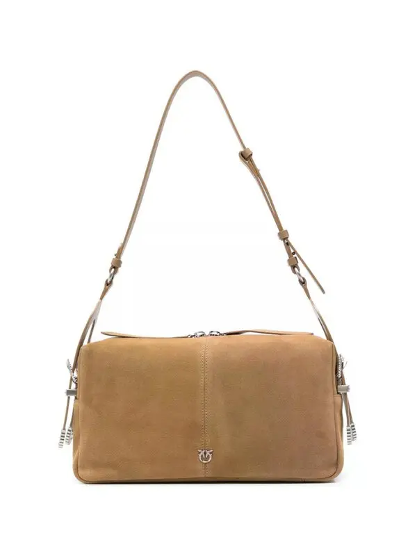 Pinko Medium Keeper Suede Shoulder Bag - Neutrals
