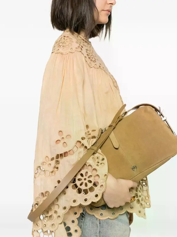 Pinko Medium Keeper Suede Shoulder Bag - Neutrals