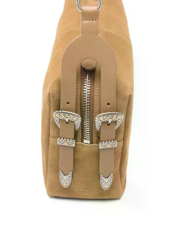 Pinko Medium Keeper Suede Shoulder Bag - Neutrals