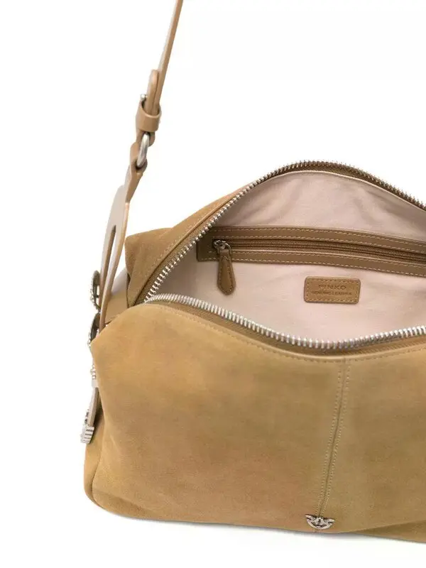 Pinko Medium Keeper Suede Shoulder Bag - Neutrals