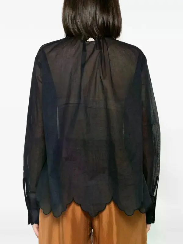 FORTE_FORTE Floral-beaded Scalloped Shirt