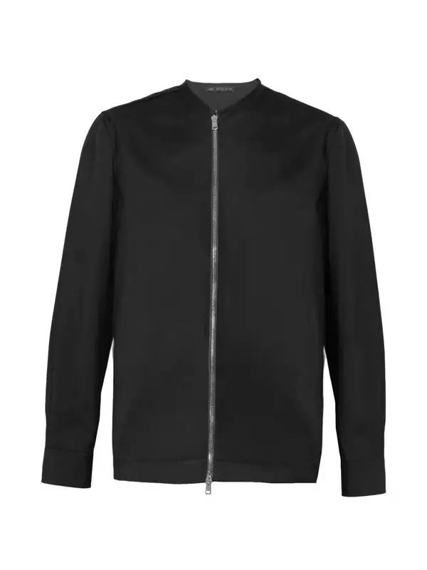 LOW BRAND Collarless Zip-up Jacket - Black