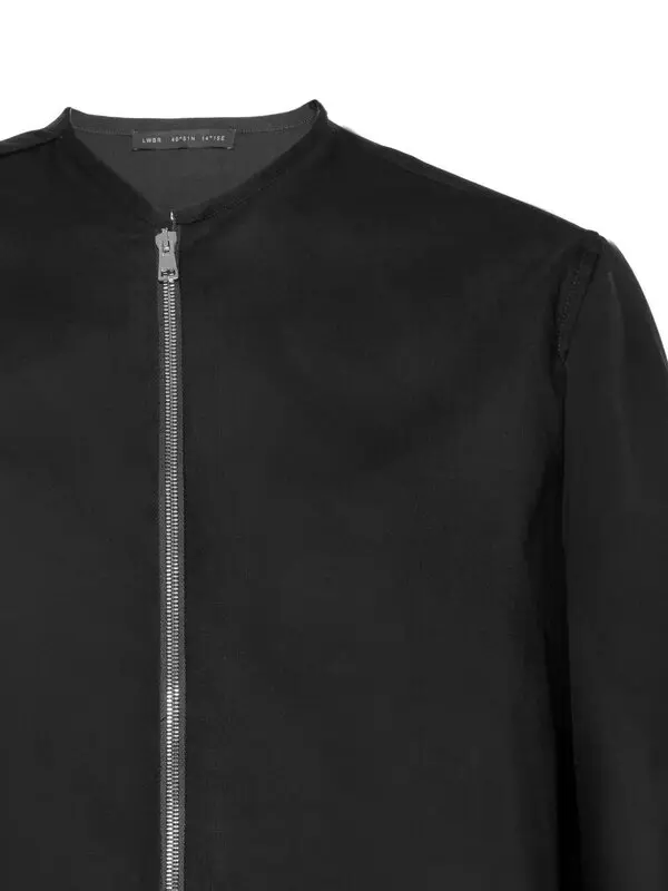 LOW BRAND Collarless Zip-up Jacket - Black