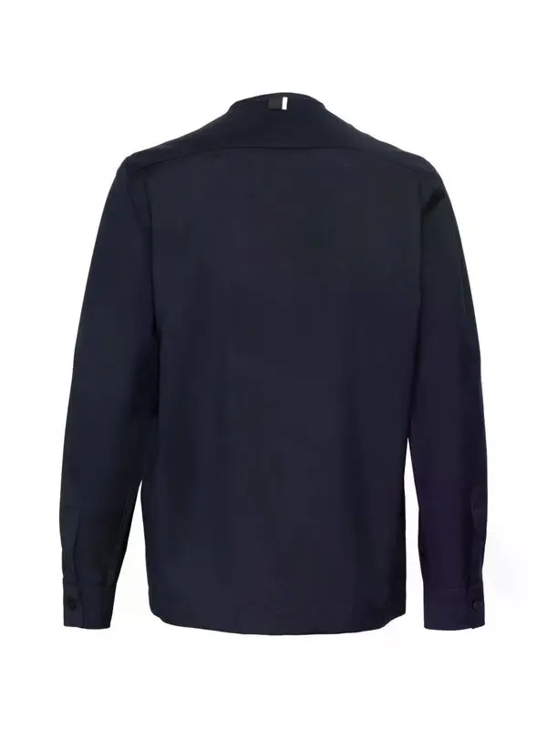 LOW BRAND Collarless Zip-up Jacket - Blue
